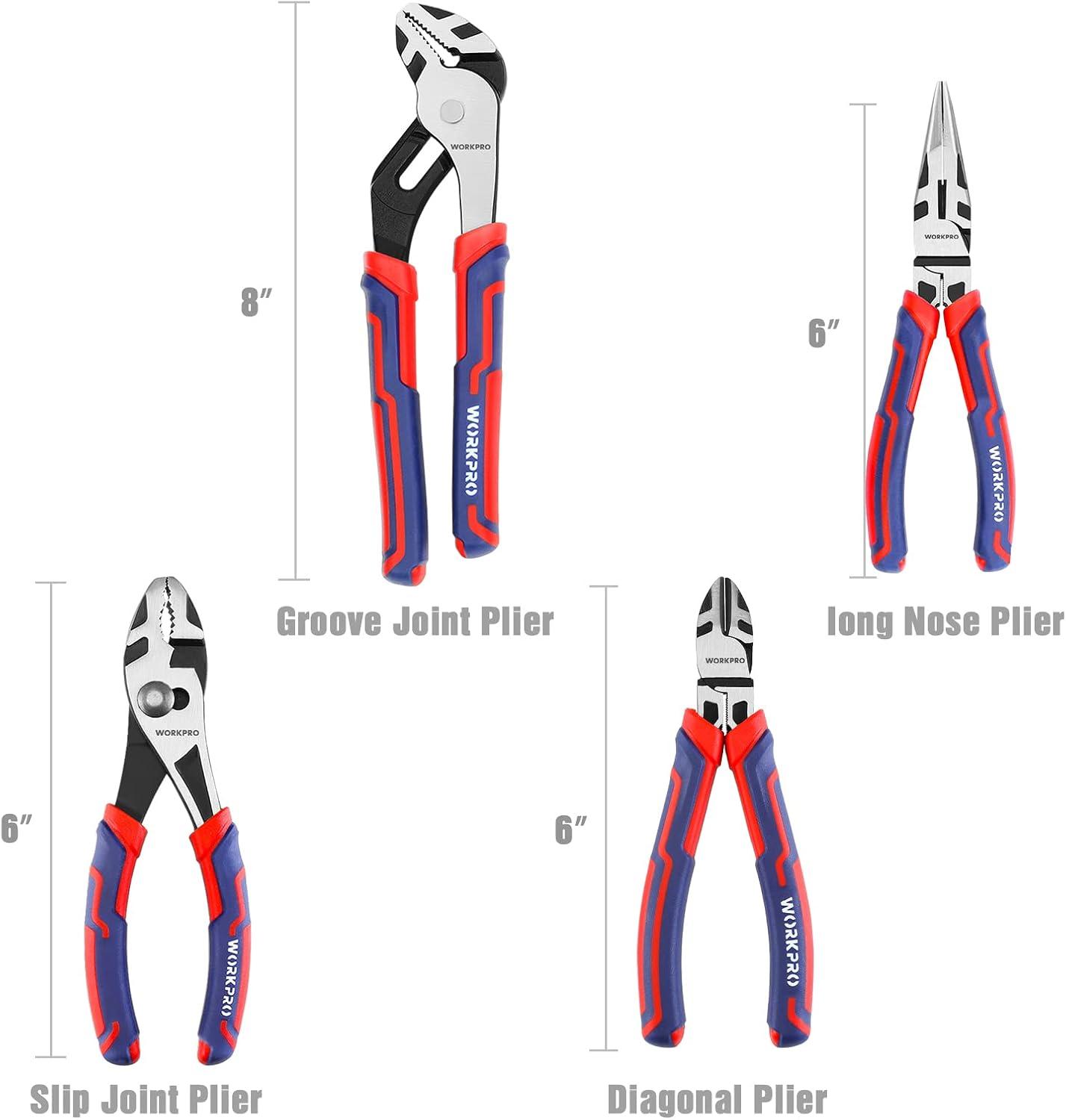 WORKPRO 4-Piece Pliers Set, Premium CR-V Construction Pliers Tool Sets ...
