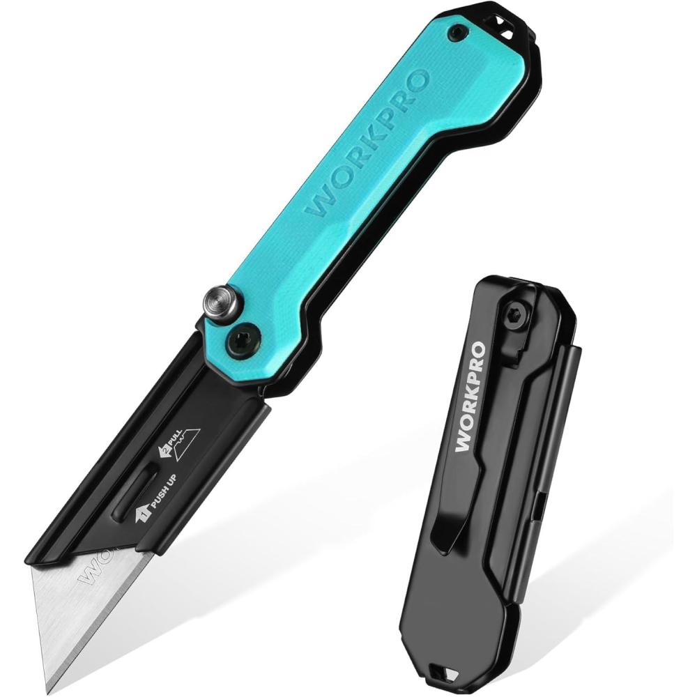WORKPRO EDC Folding Utility Knife, Mini Box Cutter with Quick Open Axis ...
