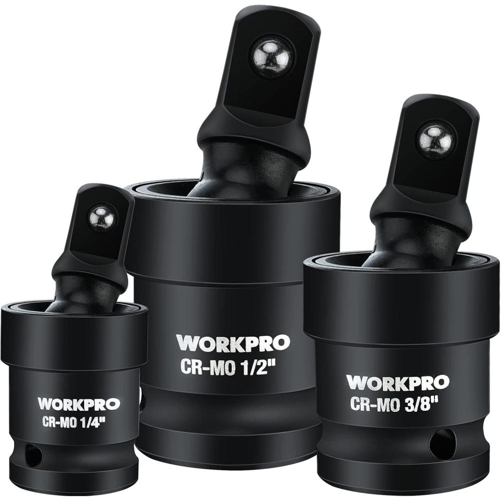 WORKPRO Impact Universal Joint Set, 3 Piece-1/2″, 3/8″, 1/4″Inch Drive ...